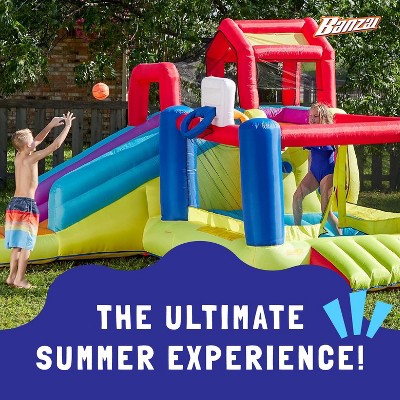 Banzai Outdoor Backyard Bounce House Activity Center With Slide ...
