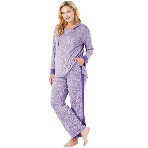 Dreams & Co. Women's Plus Size Hooded Marled Jersey Top - 14/16, Plum ...