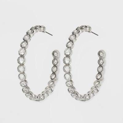 Sterling Silver Wide High Polish Twisted Hoop Earrings : Target