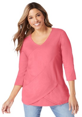 Jessica London Women's Plus Size Layered Knit Top, 1x - Tea Rose : Target