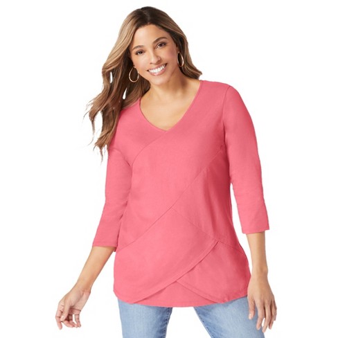 Jessica London Women's Plus Size Layered Knit Top, 3x - Tea Rose : Target