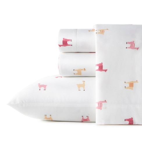 Twin Printed Pattern Percale Cotton Sheet Set Miss Llama - Poppy ...