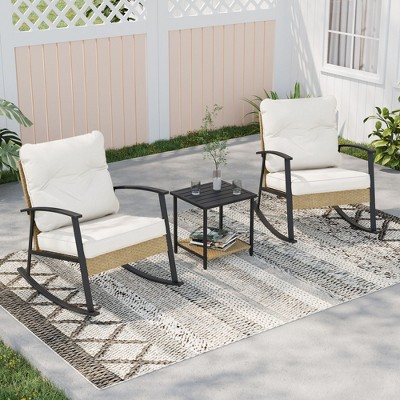 Outsunny 3 Pieces Outdoor Bistro Set, Metal Patio Furniture With ...