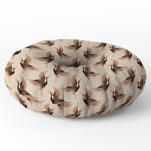 Iveta Abolina Terracotta Cranes Cream Round Floor Pillow - Deny Desings ...