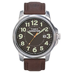 Men's Timex Easy Reader Watch With Leather Strap - Gold/black T2h2919j ...