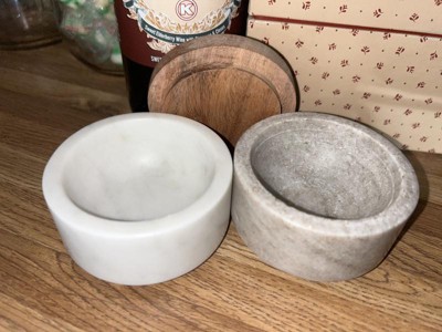 3pc Marble Stacking Salt & Pepper Cellar White/warm Gray - Hearth ...
