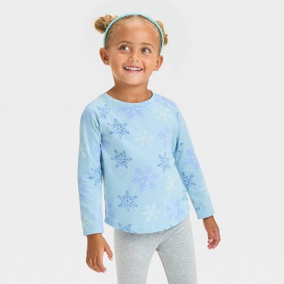 Toddler Girls' Snowflakes Printed Long Sleeve T-shirt - Cat & Jack ...