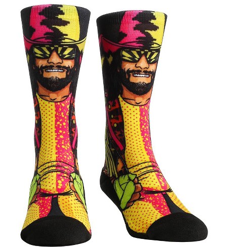 Rock Em Elite Macho Man Randy Savage Licensed Wwe Crew Socks L/xl : Target