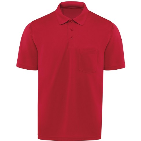 Red Kap Men's Short Sleeve Performance Knit Pocket polo, Red - L : Target