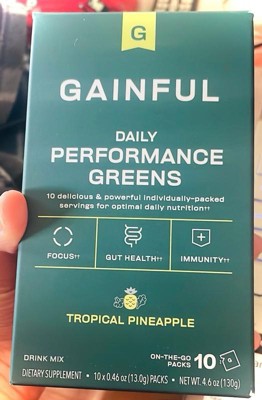 Gainful Performance Greens Stick Packs - Tropical Pineapple - 10ct : Target
