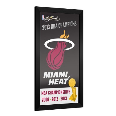 Miami Heat Hardwood Classics Black Framed Bar Mirror By Trademark ...