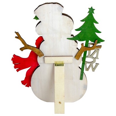 Northlight 18" Snowman With 'snow' Sign Wooden Christmas Decoration ...