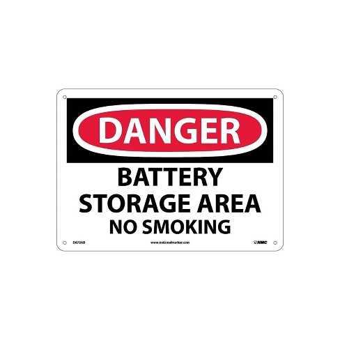 National Marker Danger Signs; Battery Storage Area No Smoking 10x14 ...