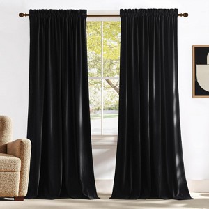 NICETOWN 2 Panels Velvet Curtains Room Darkening Thermal Window Drapes ...