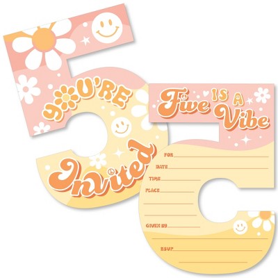 Big Dot Of Happiness Five Is A Vibe - Shaped Fill-in Invitations - Boho ...