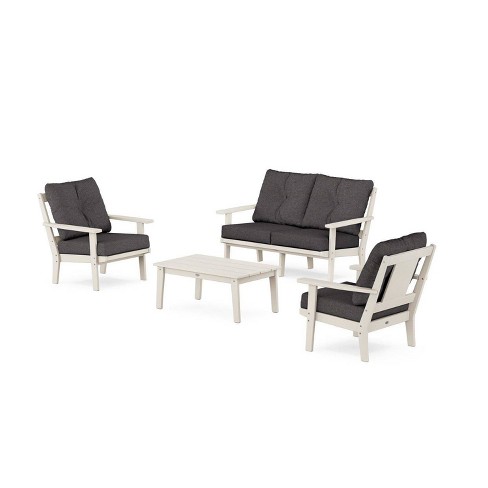 Polywood 4pc Prairie Deep Seating Outdoor Patio Conversation Set With ...