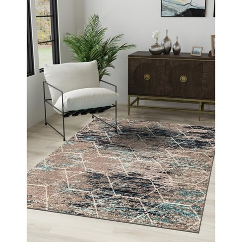 Unique Loom 10' 0 X 13' 0 Trellis Frieze Geometric Blue Multi Area Rug ...