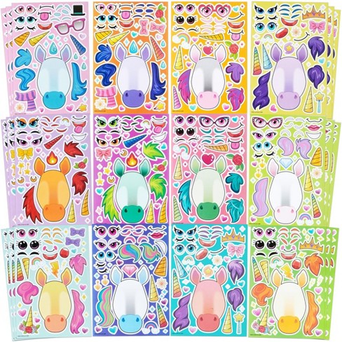 Syncfun 36pcs Unicorn Sticker Make-a-face Sticker Sheets Make Your Own ...