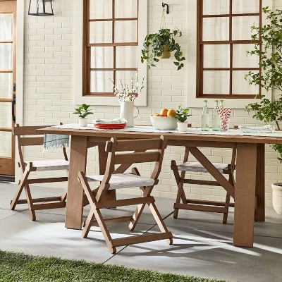 Mahogany Slat Top Rectangular Outdoor Patio Dining Table - Natural ...