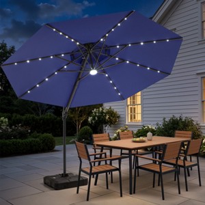 Pellebant 11ft Round Patio Outdoor Cantilever Umbrella 2-Tier Canopy ...