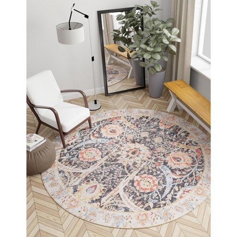 Unique Loom 2' 0 X 2' 0 Ariel Timeless Black Round Area Rug : Target