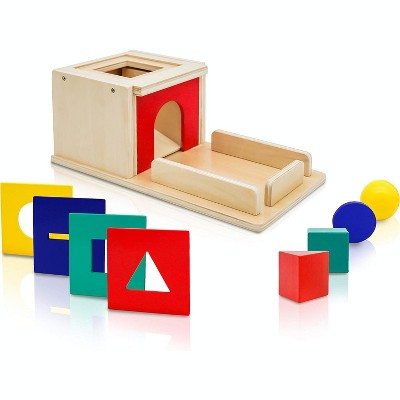 Wooden Montessori Shape Sorter And Object Permanence Learning Toy : Target