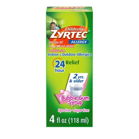 Children's Zyrtec 24 Hour Allergy Relief Syrup - Bubble Gum ...