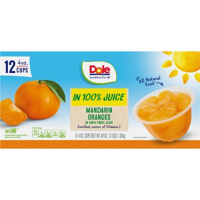 Dole Mandarin Oranges In 100% Juice - 4oz/12ct : Target