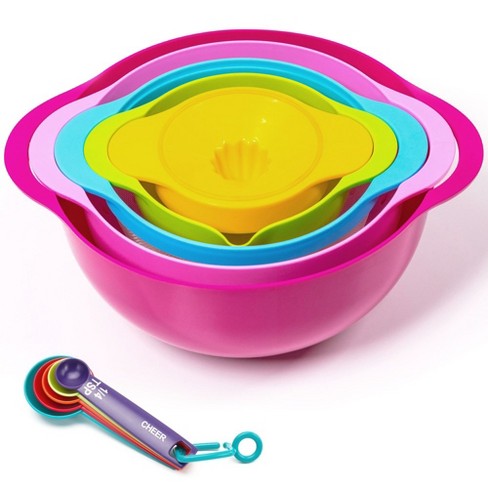 Cheer Collection 10 Piece Nested Mixing Bowl Set With Measuring Spoons ...