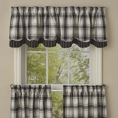Park Designs Buffalo Check Lined Point Black And Cream Valance 72" X 15 ...