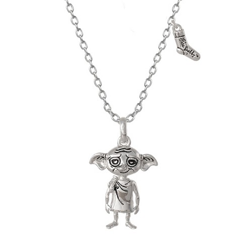 Harry Potter Dobby House Elf And Sock Silver Plated Necklace, 18" : Target