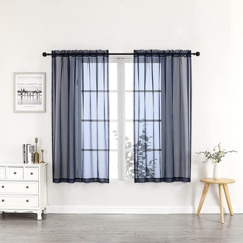 Navy blue sheer curtains store