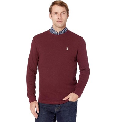 U.S. Polo Assn. Men's Long Sleeve Crew Neck Solid Thermal Shirt Wine ...