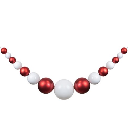 Northlight 6' Red And White Shiny And Matte Shatterproof Ball Christmas ...
