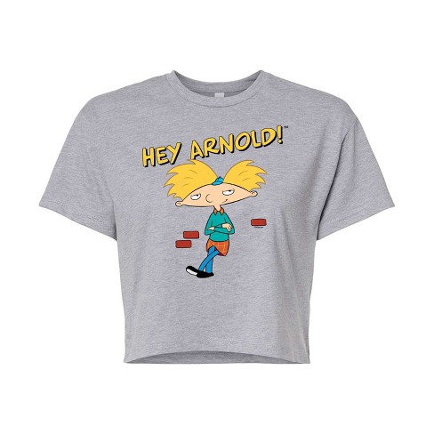 Women's Hey Arnold! Cool Arnold Cropped Graphic T-shirt - Heather Grey ...