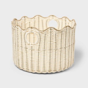 Scalloped Poly Rattan Floor Basket - Brightroom™ : Target