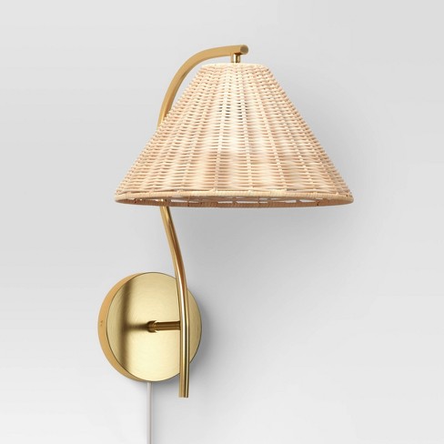 Rattan Wall Sconce Light Brass - Threshold™ : Target