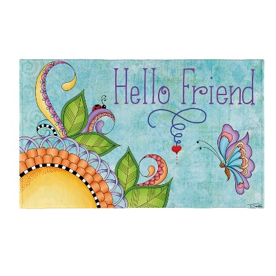 Evergreen Hello Friend Washable Indoor/ Outdoor Mat Indoor And Outdoor ...
