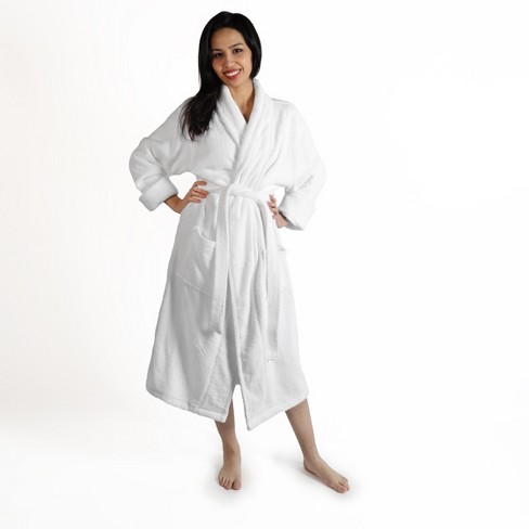 Women's Ultra-absorbent Cotton Bathrobe, Large/x-large, White - Blue ...