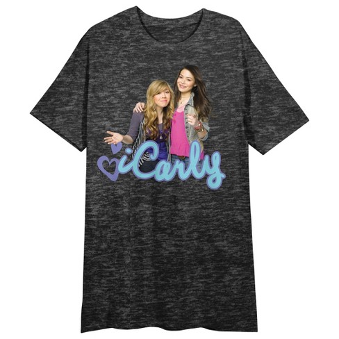 Icarly Sam & Carly Crew Neck Short Sleeve Black Heather Women's Night ...