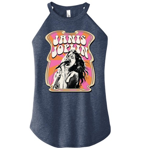 Women's Janis Joplin Retro Singer Poster Style Graphic High Neck Tank ...