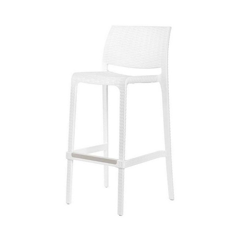 Lagoon Rue Resin Stackable Outdoor Bar Stool White: Uv & Water ...
