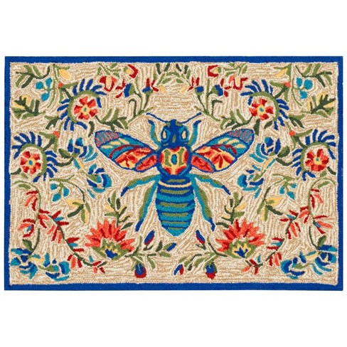 Liora Manne Frontporch Flora Bee Indoor/outdoor Rug Multi/natural 2'6 ...