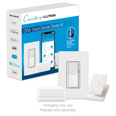 Lutron Diva Smart Dimmer Switch Starter Kit For Caséta Smart Lighting, With Smart Hub, Pico ...