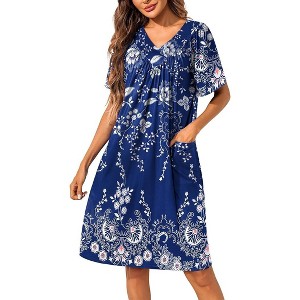 Ekouaer Womens House Dress Floral Print Moo Moos Nightgowns Moomoo ...