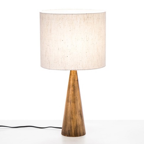 Modern Home Espresso Conical Wood Log Table Lamp W/natural Jute Shade ...