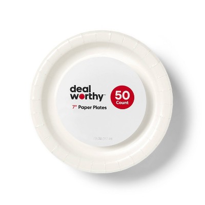 White Disposable Paper Plates 7" - 50ct - Dealworthy™ : Target