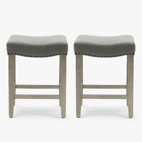 Westintrends 24" Upholstered Saddle Seat Counter Stool (set Of 2 ...