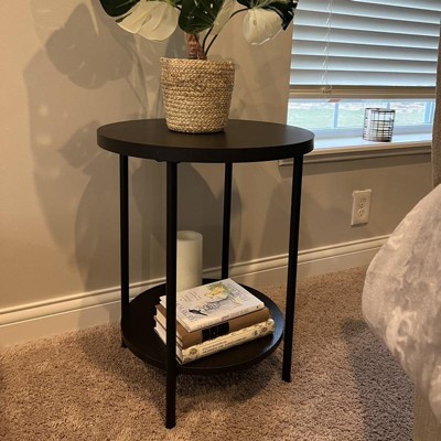 Wood And Metal Round End Table Black - Room Essentials™ : Target
