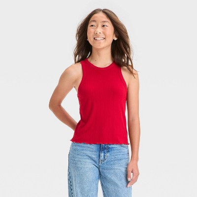Girls' Pointelle High Neck Tank Top - Art Class™ Red Xxl : Target